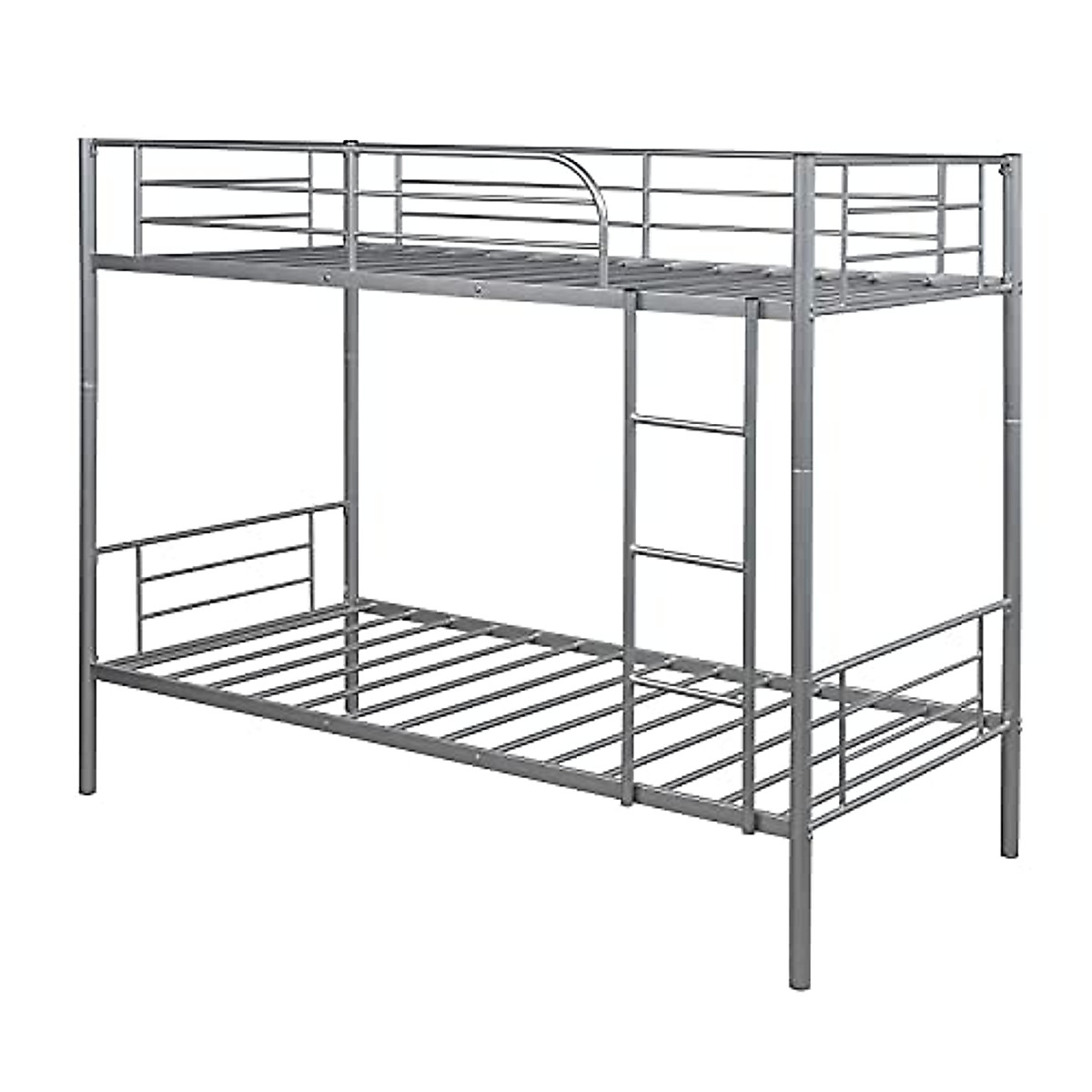 Metal Bunk Bed,Twin Over Twin Heavy Duty Bed Frame with Guardrails and Ladder for Boys, Girls,Teens and Adults,Convertible to 2 Separated beds(Silver)