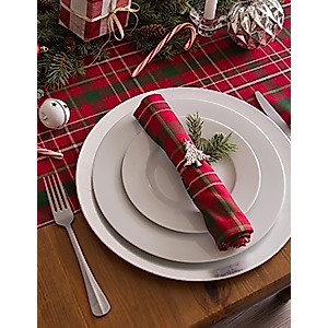 DII Holiday Dining Table Linen Collection Tartan Holly Plaid, Christmas Table Runner, 14x72, Red & Green