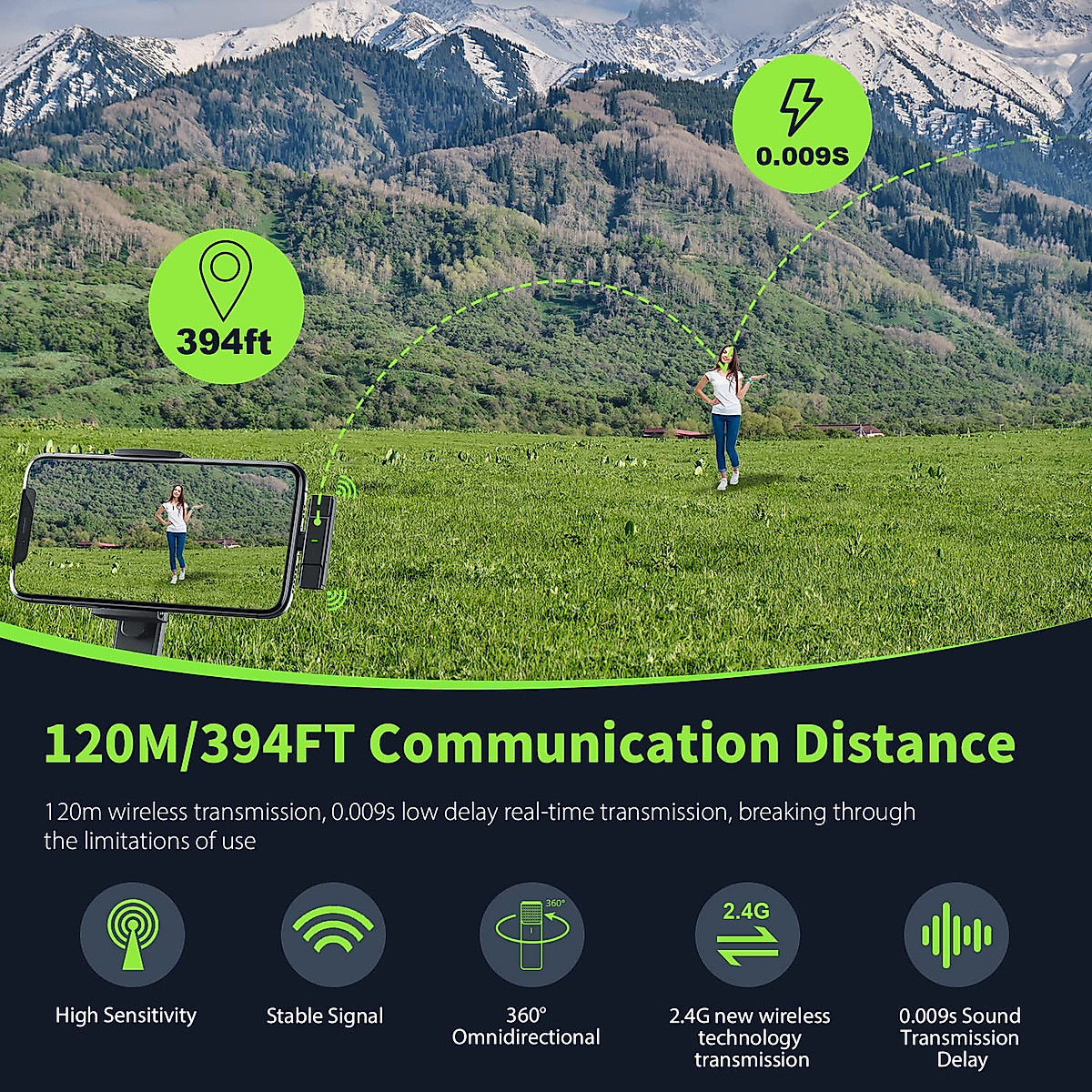 BILIYIP Wireless Lapel Microphone, 2.4GHz Plug-Play, Compatible with iPhone, iPad, 48H Charging Case, Noise Reduction, Auto Syncs