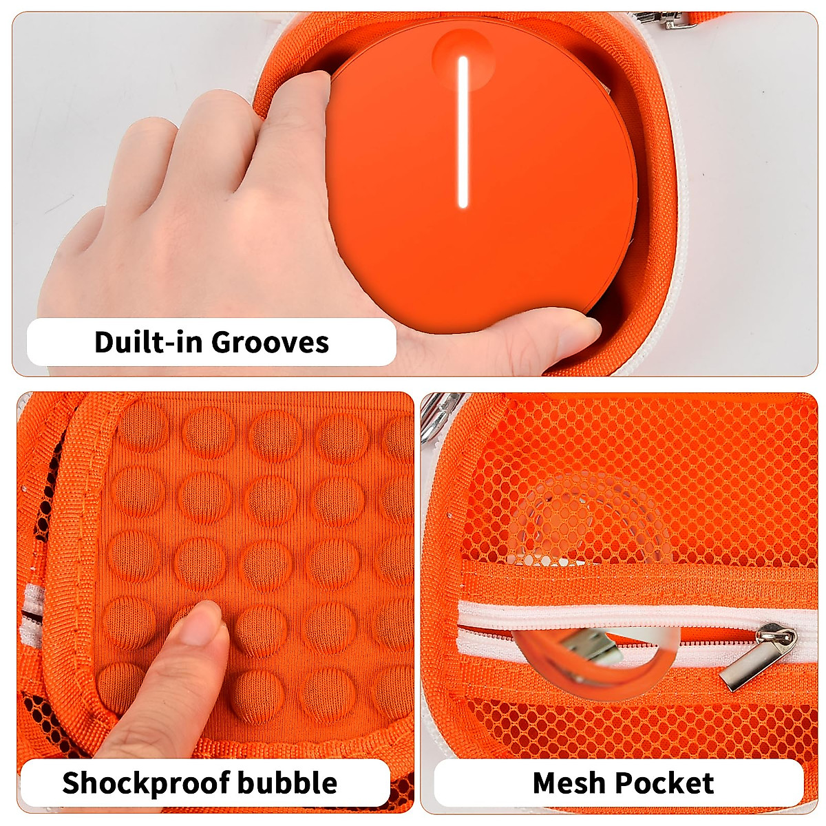 Boobowl Hard Case Compatible with SIMO/for Skyroam Solis Lite 4G LTE Portable WiFi Mobile Hotspot, Travel Router Storage Bag with Mesh Pocket for Rechargeable Batteries, Charger (Box Only)-Orange