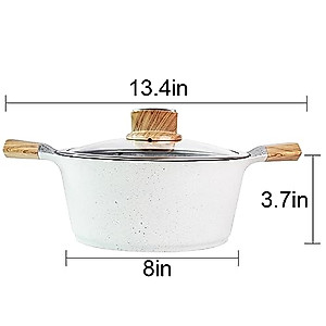 LECOOKING 2.5 QT Nonstick Stock Pot Soup Pot, Nonstick Stock Pot Induction with Lid, Cooking Pot Nonstick Soup Pot, All Stove Compatible, Easy to Clean (Light gray)
