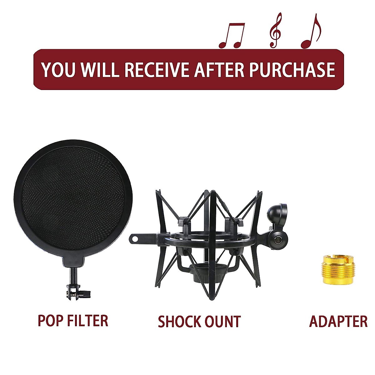 Blue Spark Shock Mount with Pop Filter, Windscreen and Shockmount to Reduce Vibration Noise Matching Mic Boom Arm for Blue Spark SL Microphone by YOUSHARES