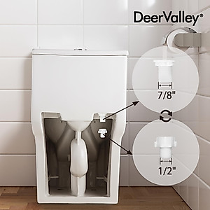 DeerValley DV-1F52807 Symmetry One Piece Toilet Elongated, Small Toilet Compact Modern One Piece Toilet with Soft Close Toilet Seat Ceramic Glossy White Toilets Single Flush for Small Bathroom Space