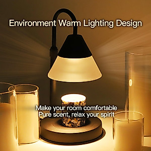 Dimmable Candle Warmer Lamp, Candle Melter with Adjustable Height & Heat, Electric Metal Top-Down Light Heat Melting Wax Fits Large Jar, Scented Candle Holder for Christmas Gift, Black