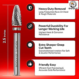 Premium–Grade Die Grinder Bits Carbide Burr Set ¼" Shank 10PC Double Cut Tungsten Rotary Rasp File for Metal Grinding Drill Bits for Makita Dewalt Milwaukee Die Grinder + Gift 4PC Screw Remover Kit