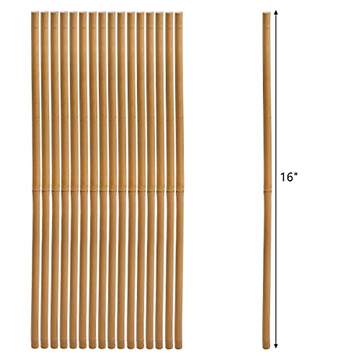 Frcctre 60 Pack 16 Inch Bamboo Plant Stakes, Natural Garden Sticks for Plant Indoor and Outdoor Gardening Plant Support Climbing Stakes for Tomatoes, Beans, Potted Plants