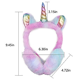 BAOPLAYKIDS Girls Unicorn Earmuffs Winter Warm Soft Plush Ear Warmers for Kids Adults