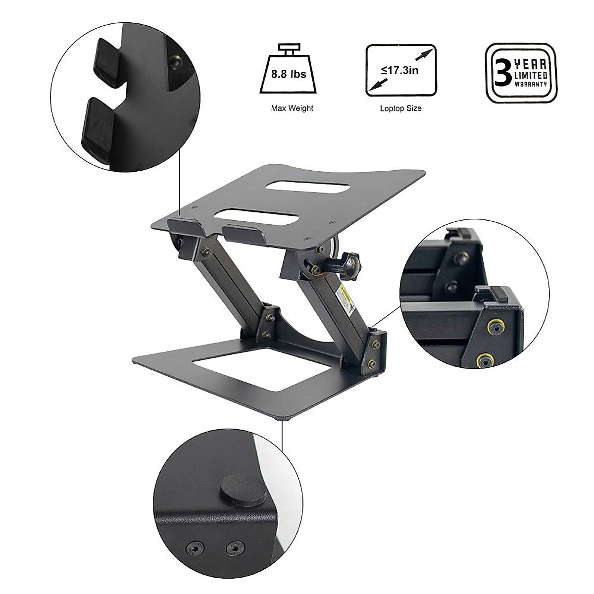 IKON MOTORSPORTS Adjustable Laptop Stand, Portable Ergonomic Computer Notebook Holder Stand Compatible with MacBook, Air, Pro, Tablets and Laptops, Black