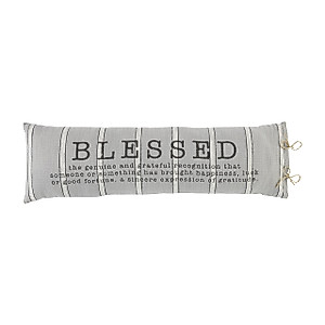 Mud Pie Blessed Definition Pillow, 11" x 35", Gray 51 Count