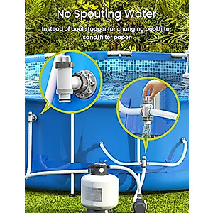 SUMMERBUDDY Above Ground Pool Parts Kit, Replacement Pool Pump Part with Split Plunger Valve, Plunger Valve, 1.5" Inlet Water Nozzle, 1.25" Outlet Strainer, Pool Hose Adapter