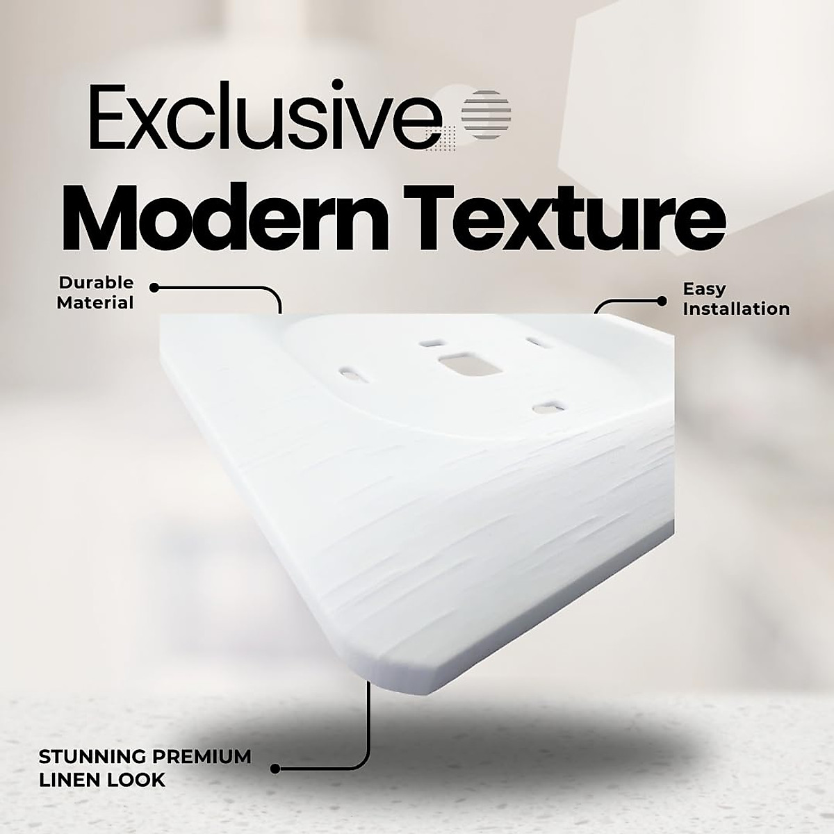 Wall Plate for Ecobee Smart Thermostat Enhanced and Premium, Modern Textured Design Solar White Square