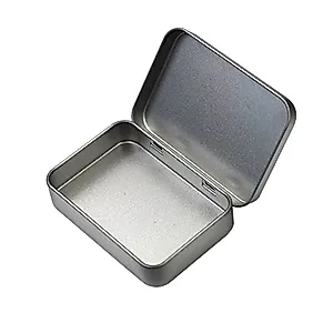 AKOAK 2 Pieces 4.5 x 3.3 x 0.86 Inch Rectangular Empty Hinged Tin Box Containers for Home Storage or Outdoor Active Storage Containers