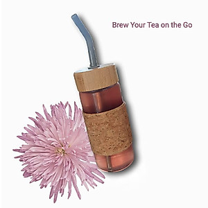 Miller Eclipse Cork Tea Infuzer Glass 12oz 350ml Iced Coffee Overnight Oats Dual-lid On the Go Stylish