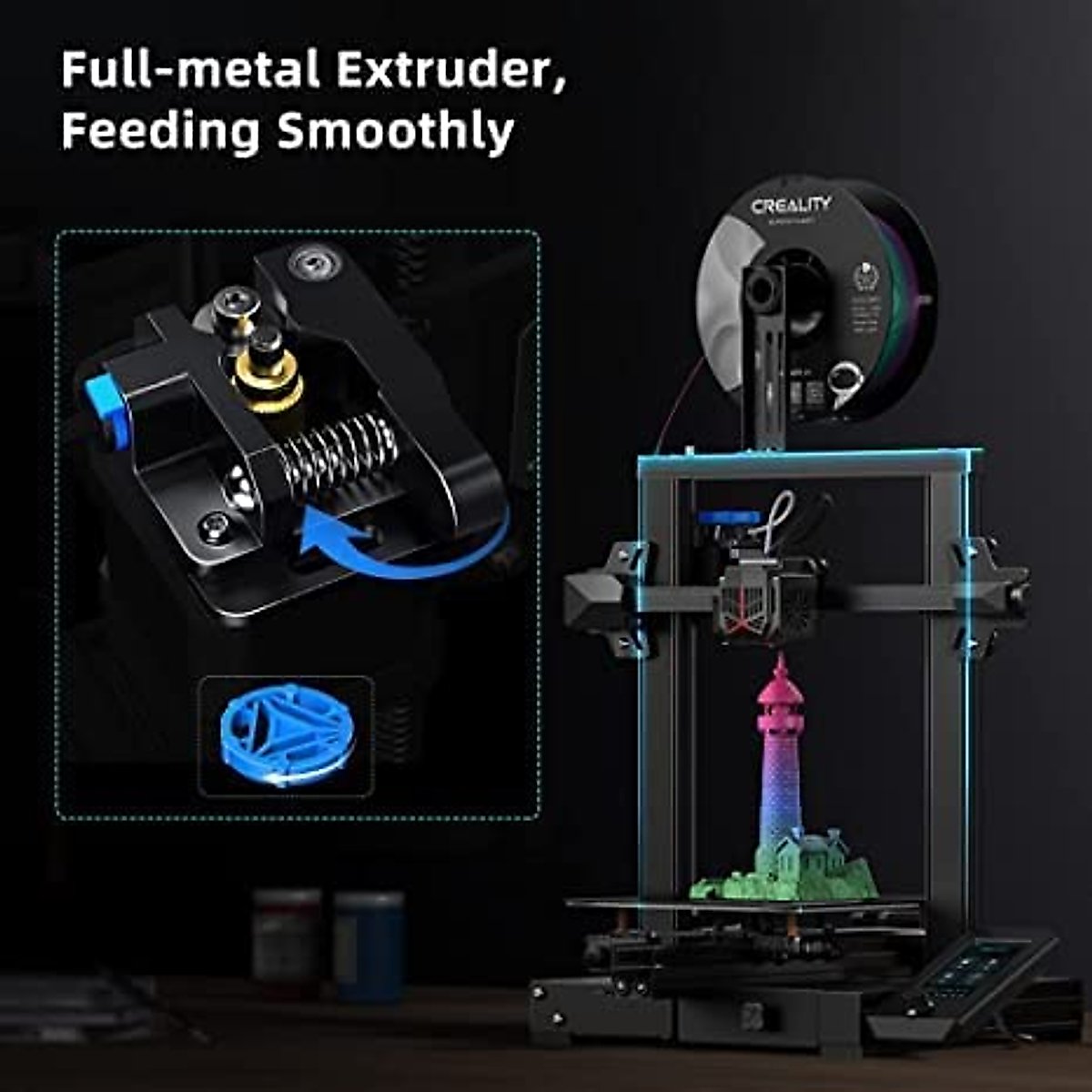 Creality Ender 3 V2 Neo 3D Printers with CR Touch Auto Leveling PC Steel Printing Platform Metal Bowden Extruder Model Preview Function 3D Printer 95% Pre-Install for Beginners 8.66*8.66*9.84 inch