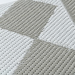 Kurala Reversible Rugs Plastic Patio Area Rugs, Lightweight Outside Mats for Patio, Straw, RV Camping, Beach and Picnic (5x8ft Taupe)