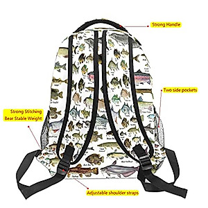 KIOPLYET Fish College Bookbag School Bag Children Kids Teens Business Laptop Backpack Travel Hiking Daypack Large Diaper Bag for Adult