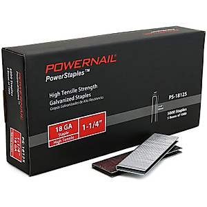 Powernail PS18125 18 Gauge 1/4 Inch Crown 1-1/4 Inch Length Chisel Point Narrow Crown Staples (Case, 30000ct)