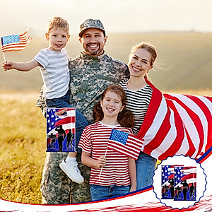 MASHAN 50pcs Veterans Day Gift Bags, Plastic Goodies Treat Bags with American Flag Patriotic Soldier for Independence Day Veterans Day and Army Party Decorations