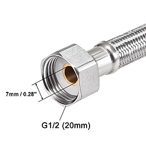 uxcell Faucet Supply Line Connector G1/2 Female x G1/2 Male 16 Inch Length 304 Stainless Steel Hose 2Pcs