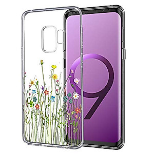 Unov Galaxy S9 Case Clear with Design Soft TPU Shock Absorption Slim Embossed Floral Pattern Protective Back Cover for Galaxy S9 (Flower Bouquet)