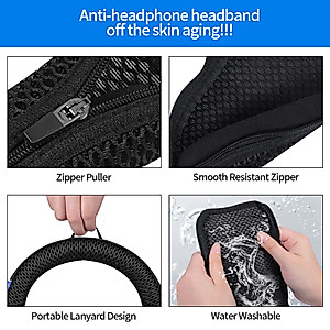 JHK Replacement Headphone Headband Covers for Sony WH-1000xm5 Headsets, Hook and Loop Headband Cover/Headband Protector Headband Cushion Easy Installation No Tool Needed(Black)
