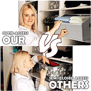 [ 6 Pack ] Fabric Trapezoid Storage Bins, Large Foldable Fabric Storage Baskets with PP Support Board（Non-cardboard), Washable Closet Organizers and Storage Bins for Clothes, DVD, Books, Toys