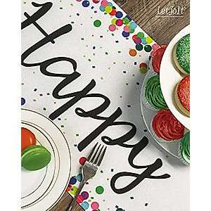 Letjolt Happy Birthday Table Runner 72 Inches White Table Runner Celebrate Birthday Party Table Decor, White