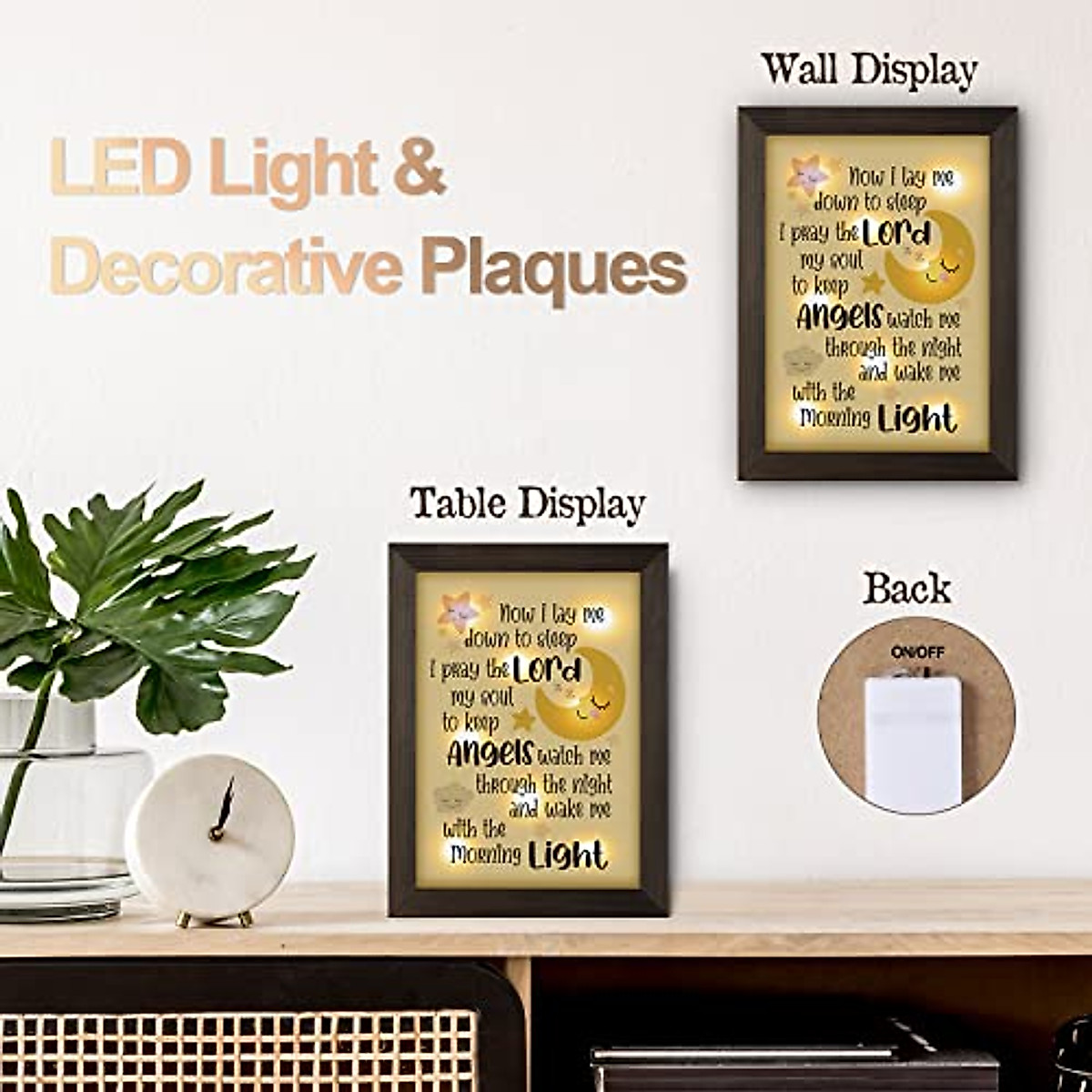 Baptism Gifts for Girl Boy - Baby Baptism Gifts for Girl Boy, Baby Christening Gifts for Girls and Boy, Nursery Decor Light Frame, Decorative Signs Plaques - Now I Lay Me Down to Sleep