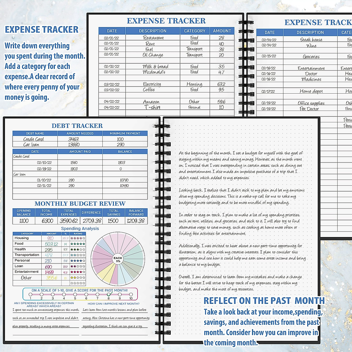 Budget Planner - Monthly Finance Organizer with Expense Tracker Notebook to Manage Your Money Effectively, Undated Finance Planner/Account Book, Start Anytime,A5(8.6x5.9 inchs),100gsm Paper (Golden)