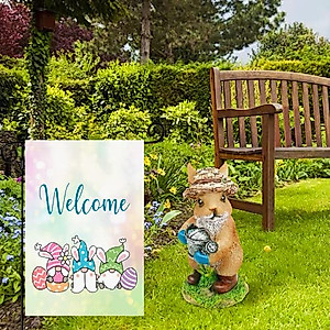 Surfapans Welcome Gnome Easter Garden Flag 12x18 Inch Double Sided Outside Burlap Easter Egg Spring Small Outdoor Yard Flags Porch Home Holiday Decoration