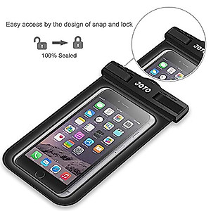 JOTO Universal Waterproof Phone Pouch Cellphone Dry Bag Case for iPhone 14 13 12 11 Pro Max Mini Xs XR X 8 7 6S Plus SE, Galaxy S21 S20 S10 Plus Note 10+ 9, Pixel 4 XL up to 7"-Black