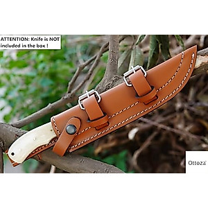 Ottoza Handmade Leather Knife Sheath SIDE DRAW Knife Sheath - Bushcraft Knife Sheath - Hunting Knife Sheath - Survival Knife Sheath - Vertical Knife Sheath Brown TOP GRAIN LEATHER No:75
