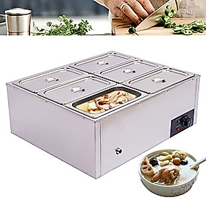 BoTaiDaHong 6 Pot Electric Food Warmer Steamer Buffet Server Heater Countertop Plate 850W 110V Table Countertop Kitchen Equipment Buffet Steam Table Large Capacity