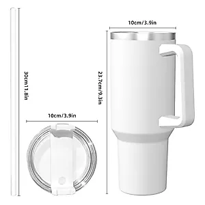 HQFFPOO 40 oz Tumbler with Handle and Straw Stainless Steel Coffee Travel Mug with Lid Insulated Water Bottle Reusable Leak Proof for Sports, Women, Men, Work - White