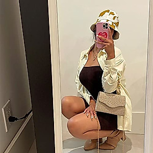 Dasein Chain Clutch Purse Glittering Evening Bag Party Cocktail Prom Handbags for Women (Gold)