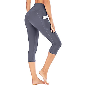 IUGA Premium Pants Set (Size Medium)- includes 1 Capri Leggings for Women with Pockets，1 Biker Shorts Women with Pockets Workout Yoga Shorts