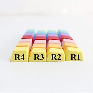 1 Pcs Blank Thick PBT Keycaps R1 R2 R3 R4 Single Switch OEM Height for Cherry MX RGB Gaming Mechanical Keyboard (R1, Yellow)