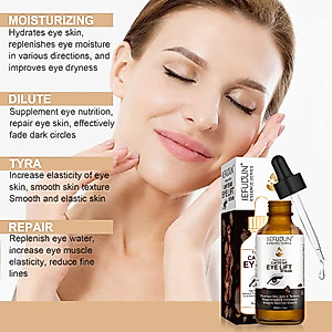 Caffeine Eye Serum, Eye Serum Anti Aging Wrinkles Effectively Fades Dark Circles, Eye Bags, Helping to Minimize Wrinkles and Fine Lines, Eliminate Puffiness, with EGCG, Vitamin C Under Eye Serum 30ml