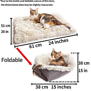Pet Blanket for Dogs and Cats, Washable Cat Bed for Indoor Cats and Dogs, Calming Bed for Small Dogs and Cats 2 in 1 Soft Plush Fluffy Blanket 20'' X 24'' Square Pet Cushion