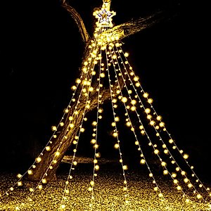 Joiedomi 345 LED Christmas Decoration Star Lights, 11.5Ft 8 Lighting Modes Decorative Tree Lights with Topper Star for Christmas Tree, Party Wedding Garden Yard Patio Xmas Outdoor Décor(Warm Whit)