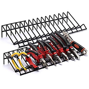 CASOMAN Plier Organizer Rack, 2 Pack, Pliers Cutters Organizer, Stores Spring Loaded, Black, 15-Slot Plier Rack, Keep Pliers Organized in Tool Drawer