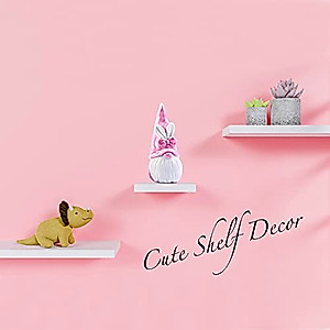 PUDDING CABIN Pink Bunny Gnome Figurine Ring Holder Ring Stand Ring Display Rings Organizer, Cute Gnome Decor for KitchenBathroom Bedroom Beside, Gnome Gifts for Women Girls Birthday, Easter Decor