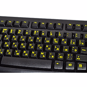 Glowing Reflective Fluorescent Russian English US Lettering Keyboard Label