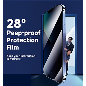 MAGIC JOHN 2 Pack for iPhone 13/13Pro/14 6.1 inch Privacy Glass Screen Protector, Auto Dust-Elimination, Bubble Free, Easy Installation