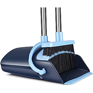 OLLSDIRE Broom and Dustpan Set for Home 2024 Indoor Broom with Dustpan Combo Set Upright Dust Pans with Long Handle Angle Broom for Kids Garden Pet Hair Lobby Wood Floor Sweeping Kitchen
