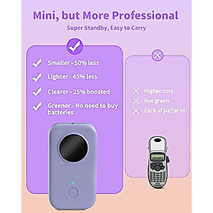 Phomemo Label Makers, D30 Portable Label Printer, Sticker Printer Ideal for School Supplies, Home&Office, Inkless Label Maker Machine with Tape, Multiple Font Styles & Templates, Purple