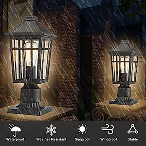 Darkaway Outdoor Post Lights Lamp Post Light Fixture, Waterproof Aluminum Housing with Glass, Fence Post Deck Lighting for Garden, Patio, Pathway (1 Pack, Black)