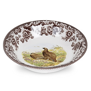 Spode Woodland Ascot Cereal Bowl, Birds, 8” | Perfect for Oatmeal, Salads, and Desserts | Made in England from Fine Earthenware | Microwave and Dishwasher Safe (Red Grouse)