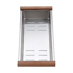 STARSTAR Workstation Ledge Undermount Single Bowl 304 Stainless Steel Kitchen/Yard/Bar/Laundry/Office Sink, With Grid, Wood Hold Colander, Cutting Board, Strainer with Basket (30 x 19 x 10)