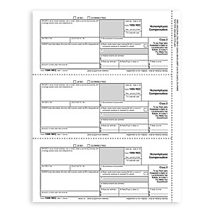 Blue Summit Supplies 1099 NEC Tax Forms 2022, 50 4 Part Tax Forms Kit, Compatible with QuickBooks and Accounting Software, 50 Self Seal Envelopes Included